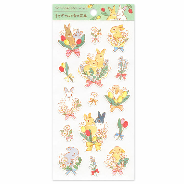 Active | Pegatinas Moriyama Schinako Rabbit and Spring Bouquet