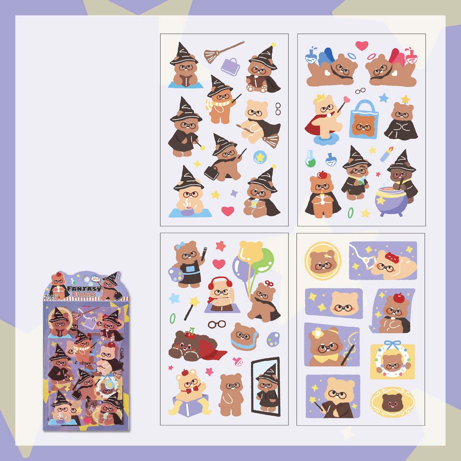 2ABC | Set de Pegatinas Fantasy Park Bear Paradise (4pc)