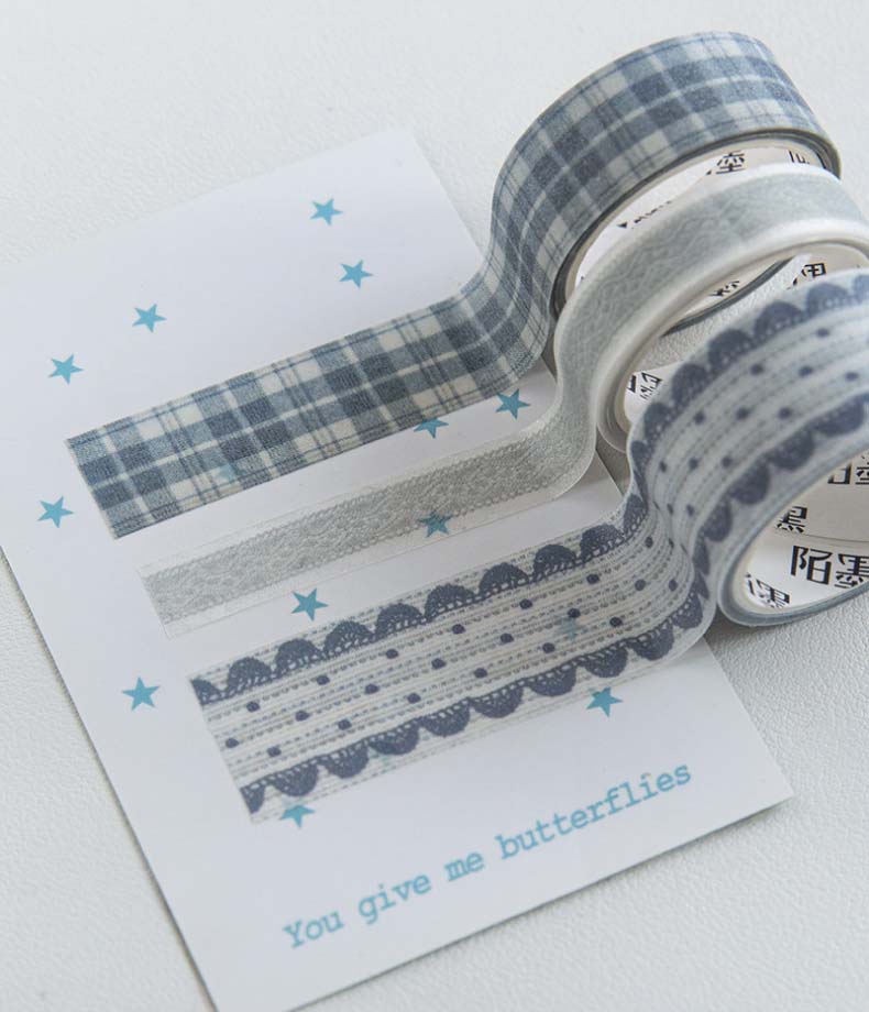 Mo Card | Set de PET Tapes Handmade Lace Light Blue Coarse Cloth
